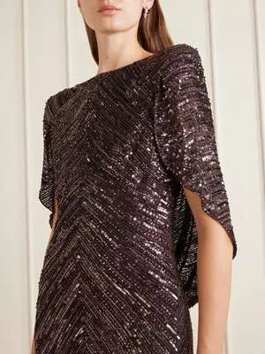 Jenny Packham Sakari Cape-effect Embellished Tulle Gown