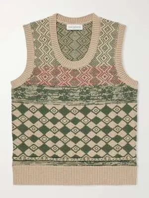 Dries Van Noten Mahoba Wool-jacquard Sweater Vest - Beige