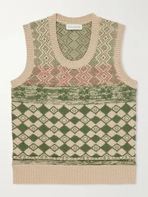 Dries Van Noten Mahoba Wool-jacquard Sweater Vest - Neutrals
