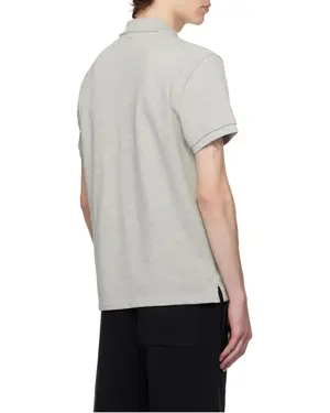 AMI Paris De Coeur Logo Embroidered Polo Shirt - Grey