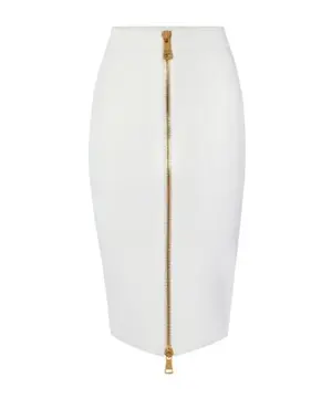 Elisabetta Franchi Knit Skirt With Front Zip - Ivory