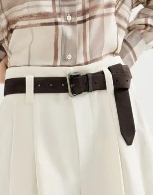 Brunello Cucinelli Suede Belt With Shiny Loop