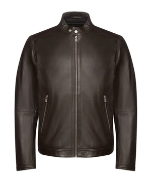 Hugo Boss Long-sleeve Leather Jacket - Brown