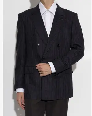 TOM FORD Double Breasted Striped Suit Jacket