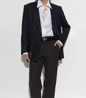 TOM FORD Double Breasted Striped Suit Jacket
