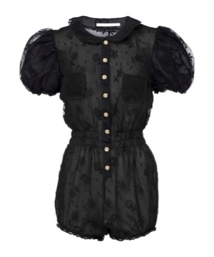 Alessandra Rich Lace Romper - Black