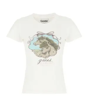 GANNI Short-sleeved T-shirt - Ivory
