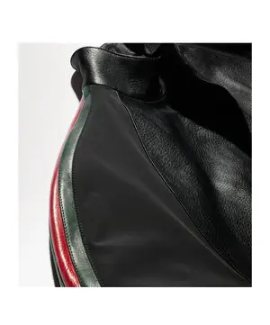 Gucci Leather Bomber Jacket With Web