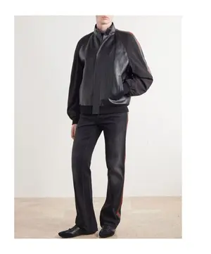 Gucci Grainy Leather Bomber Jacket