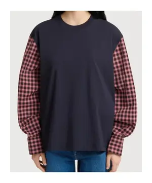 Marni Checked Sleeve T-shirt - Blue-black