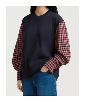 Marni Checked Sleeve T-shirt - Blue-black