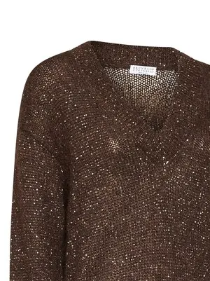 Brunello Cucinelli Long Sleeve Knit Top With V-neck