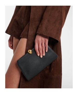 Nour Hammour Leather Clutch With Gold-tone Hardware