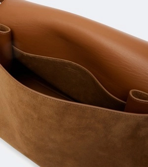 Nour Hammour Suede Shoulder Bag With Flap Closure