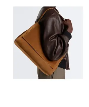 Nour Hammour Suede Shoulder Bag With Flap Closure