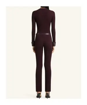 COURREGES Vinyl-trimmed Ribbed-knit Trousers