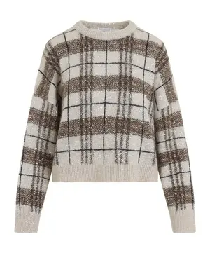 Brunello Cucinelli Long-sleeve Knit Top - Ivory/brown