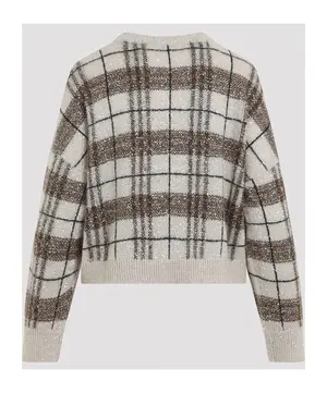 Brunello Cucinelli Checked Knitted Sweater