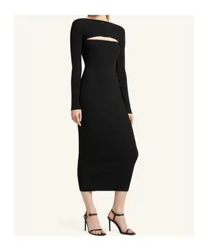 COURREGES Ribbed-knit Slash-detail Midi Dress