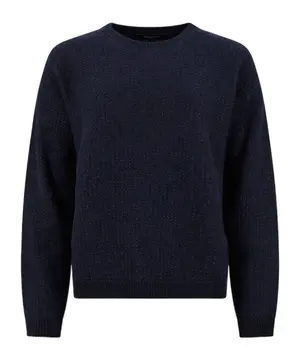 Fabiana Filippi Textured Crew Neck Knitted Sweater - Midnight Blue