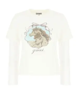 GANNI Long-sleeve T-shirt - Ivory