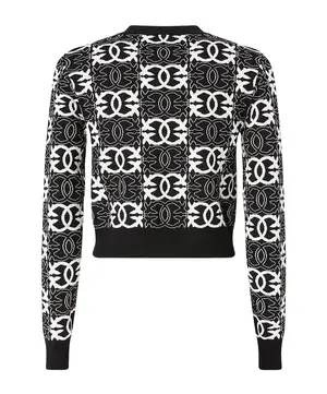 Pinko Mogram Pattern Crew Neck Long Sleeve Sweater