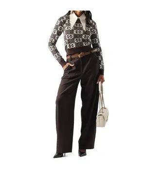 Pinko Mogram Pattern Crew Neck Long Sleeve Sweater