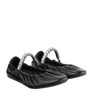 JIMMY CHOO Jade Crystal-embellished Ballet Flats - Black
