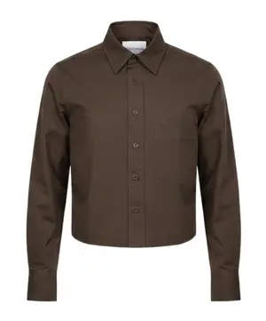 Closed Cropped Classic Shirt - Brown