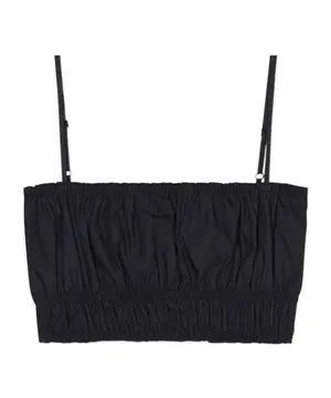 Closed Gathered-detail Crop Top - Black