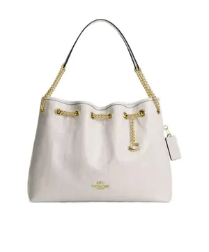 COACH Evelyn Shoulder Bag With Quilting And Charm - Gold/chalk