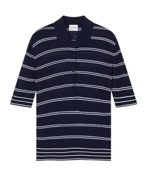 Closed Striped Short-sleeve Polo Top