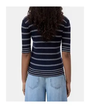 Closed Striped Short-sleeve Polo Top