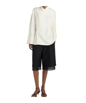 RÓHE Frog-fastening Wide-cuff Blouse - White