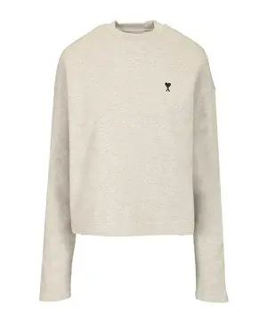 AMI Paris Embroidered-logo T-shirt - Grey