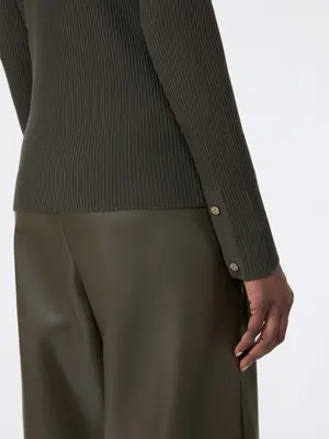 Max Mara Ribbed Boat Neck Long Sleeve Knitwear With Gemstone Cuffs