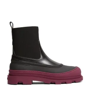 Moncler Vera Edge Leather Ankle Boots - Black