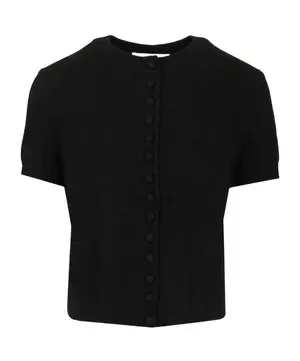 LISA YANG Short-sleeved Knitted Cardigan - Black
