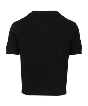 LISA YANG Short-sleeved Knitted Cardigan With Round Neck