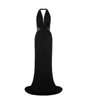 TOM FORD Knitted Stretch Jersey Criss-cross Evening Gown - Black
