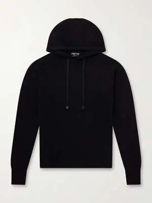 TOM FORD Logo-embroidered Cashmere Hoodie - Black