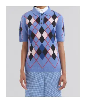 Marni Argyle Knit Polo Shirt