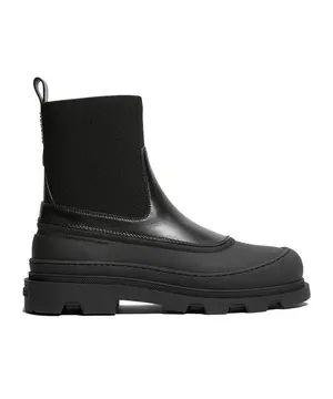 Moncler Vera Edge Leather Ankle Boots - Black