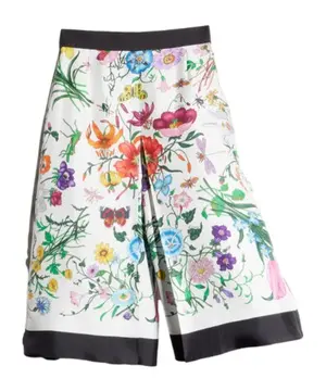 Gucci Allover Flora Print Silk Pants