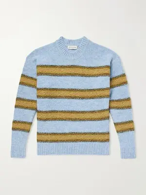 Dries Van Noten Master Striped Alpaca-blend Sweater - Blue