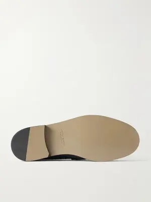 Manolo Blahnik Perry Croc-effect Nubuck Loafers