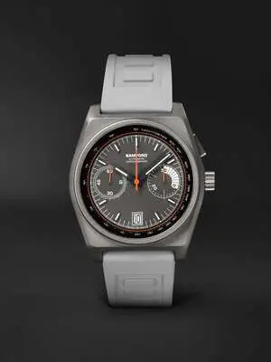 BAMFORD LONDON B347 Automatic Chronograph Titanium And Rubber Watch - Gray