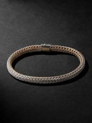 John Hardy Icon Reversible 14-karat Gold And Sterling Bracelet - Silver