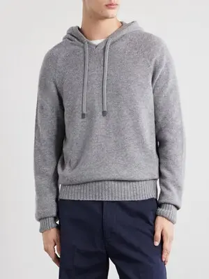 TOM FORD Logo Embroidered Cashmere Hoodie - Gray
