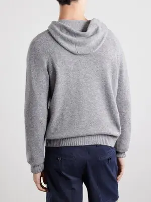 TOM FORD Logo Embroidered Cashmere Hoodie - Gray